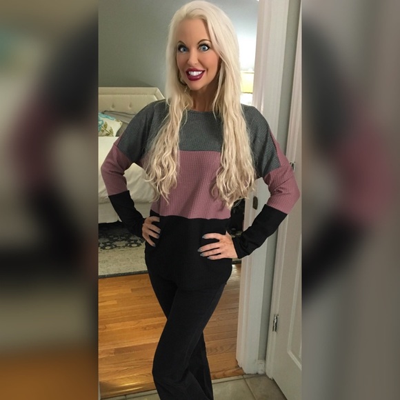 Tops | Stunning Color Block Twist Back Waffle Tunic | Poshmark